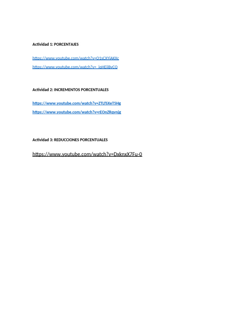 Act. Incrementos Porcentajes | PDF