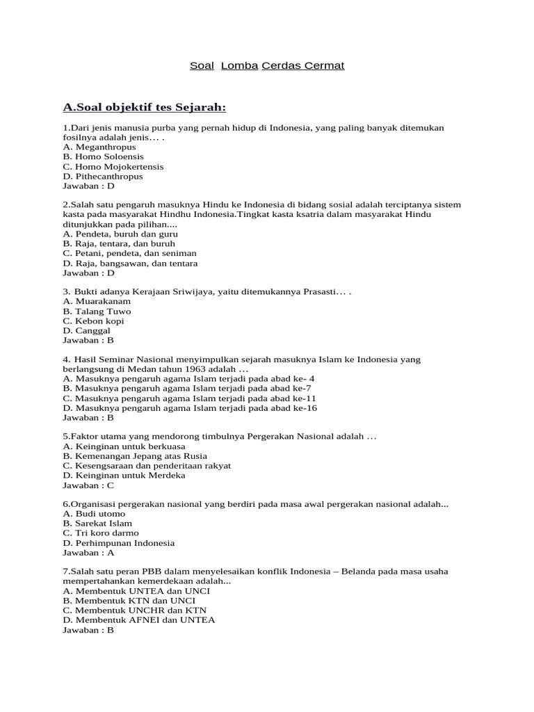 Soal Sejarah LCC | PDF
