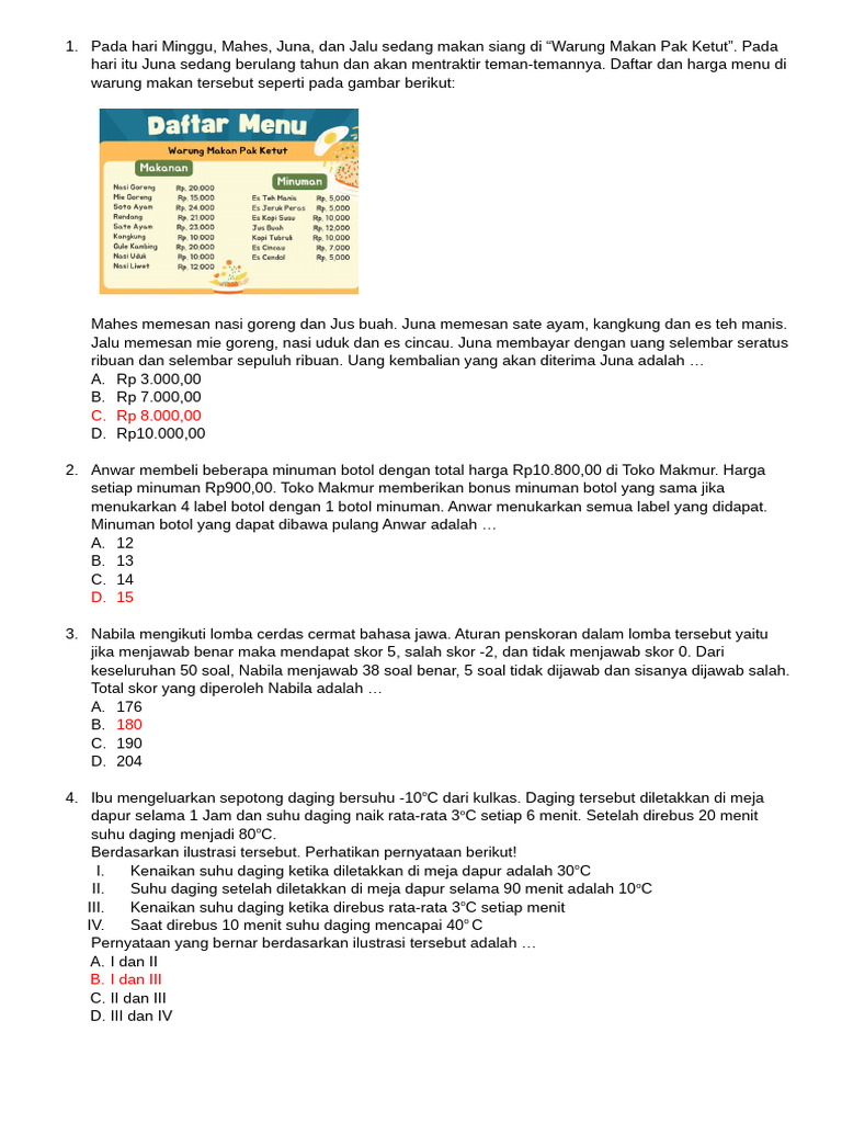 Contoh Latihan Soal ASPD DIY SDMI | PDF