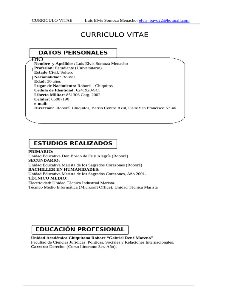 Currículum Vitae de Luis Somoza Menacho | PDF