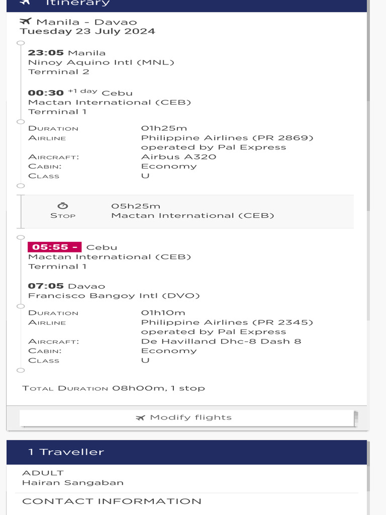 Philippine Airlines - Reservation | PDF