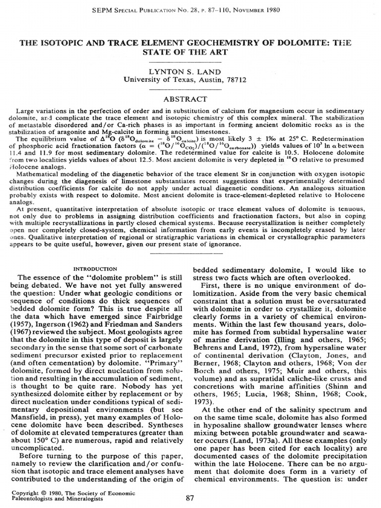 1980 - Land, L.S. - The Isotopic and Trace Elements Geochemistry of ...
