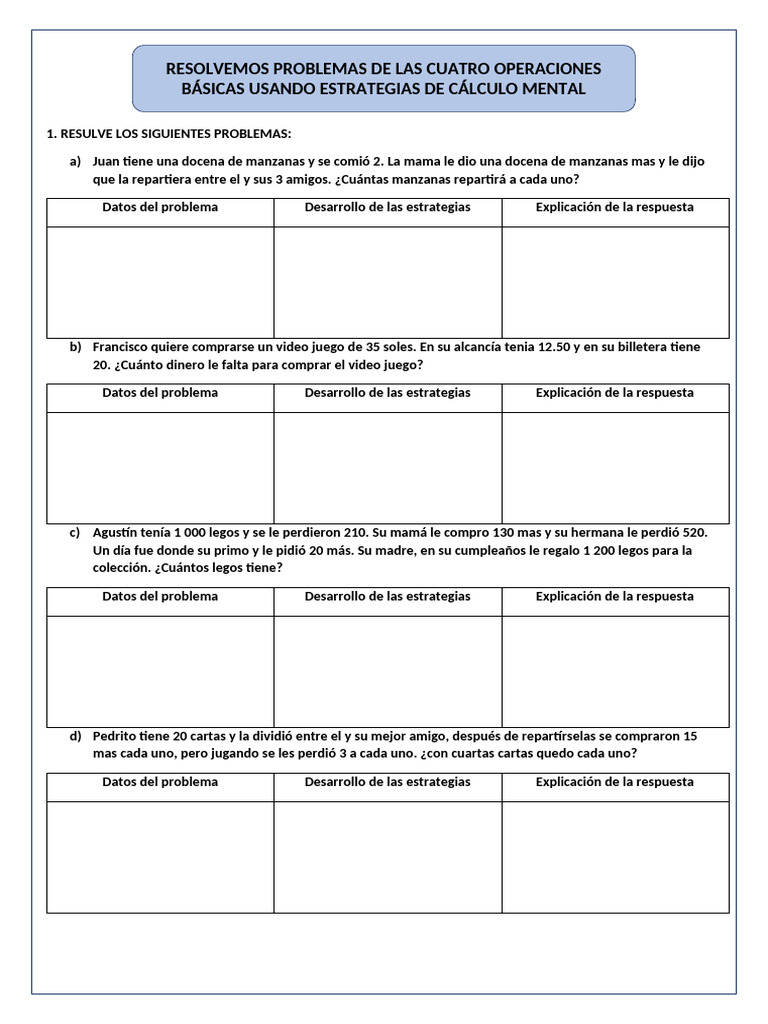 Problemas de Matemáticas Básicas Resueltos | PDF