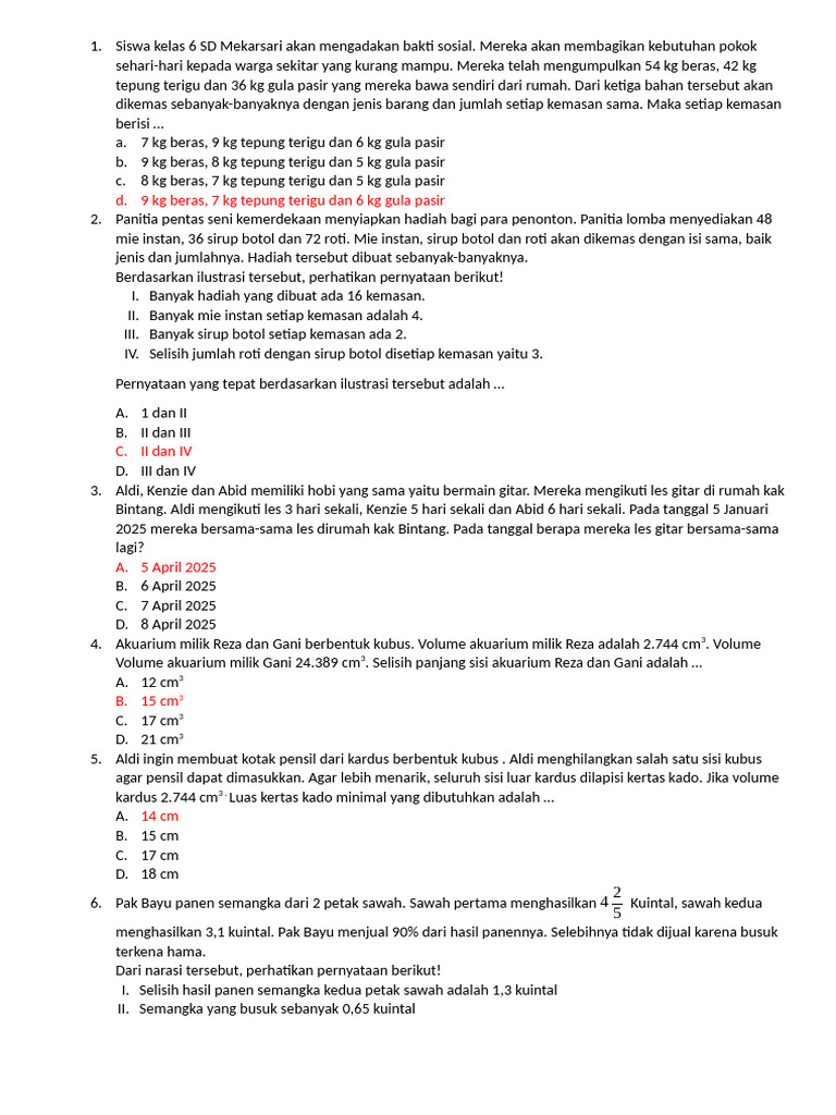 Contoh Latihan Soal ASPD DIY SDMI 4 | PDF