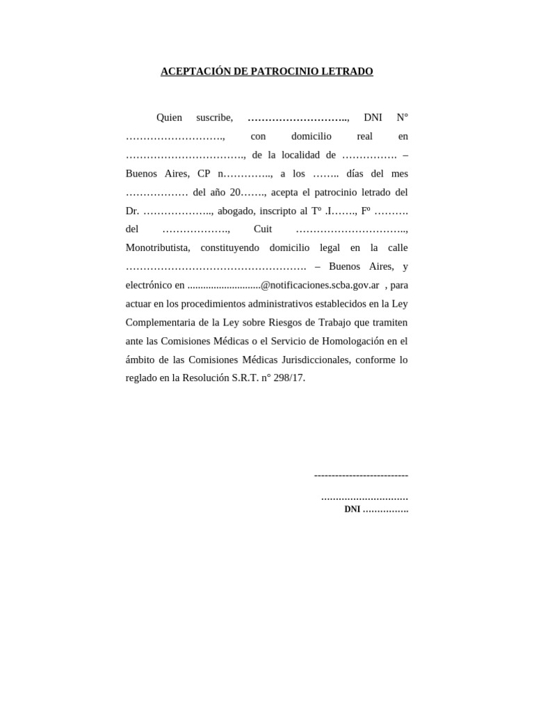 Aceptación de Patrocinio Letrado | PDF