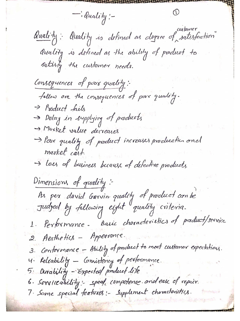 Quality Notes Scanned Document | PDF