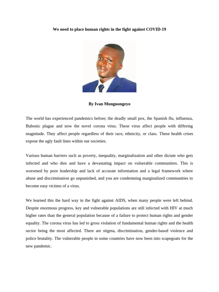 We Need To Place Human Rights in The Fight Against COVID | PDF ...