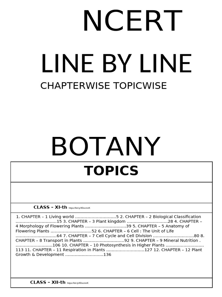 NCERT Class 11 Botany Line by Line Guide | PDF | Taxonomy (Biology) | Genus