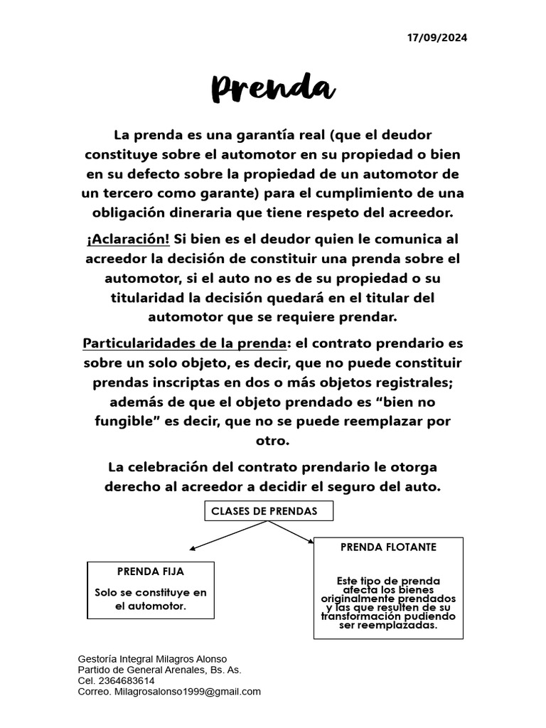 Prenda Automotor: Definición y Trámites | PDF | Derecho privado