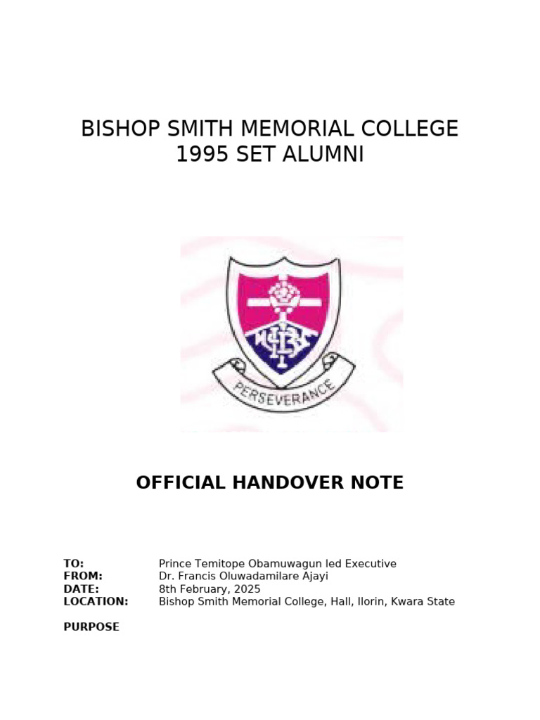 BSMC 1995 Alumni Handover Note | PDF