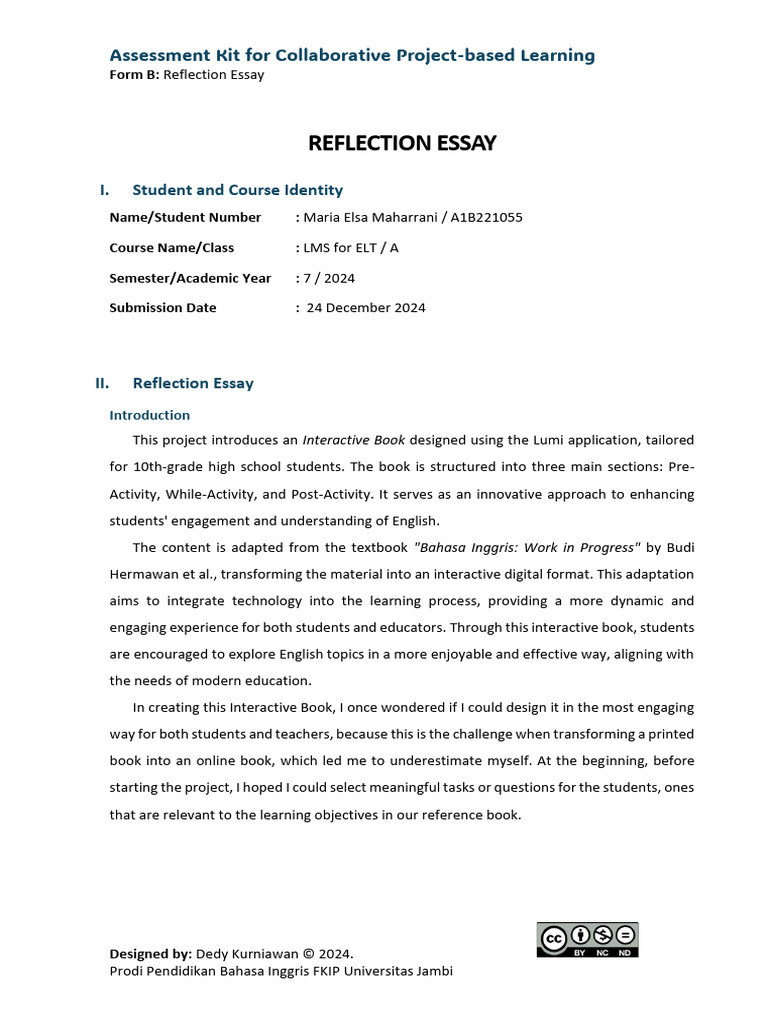 Interactive Book Project Reflection Essay | PDF | Multimedia | Learning