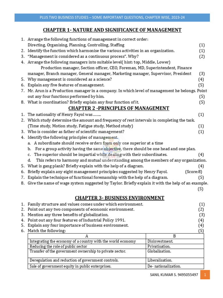 Hsslive - XII - BS - REVISION - IMPORTANT QNS 2024 | PDF | Capital ...