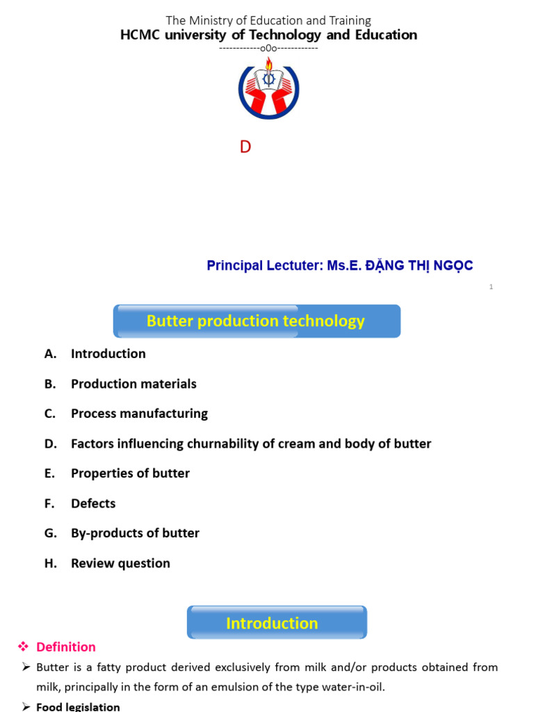 Butter Production Technology Guide | PDF | Butter | Milk