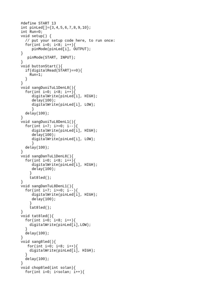 Arduino LED Control Patterns Code | PDF | Software Engineering ...