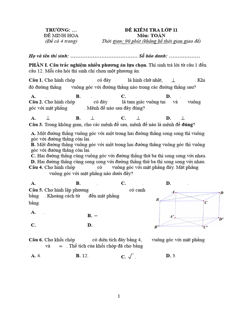 Đề ktra chương 8 | PDF