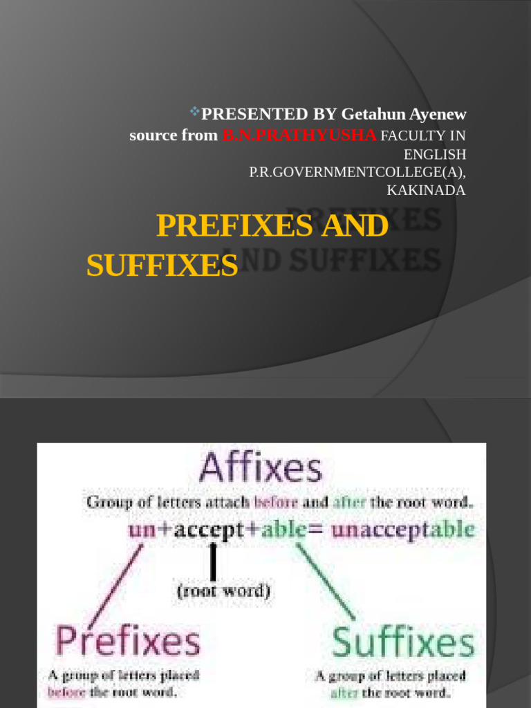 Prefixes and Suffixes PPT - pdf174 | PDF