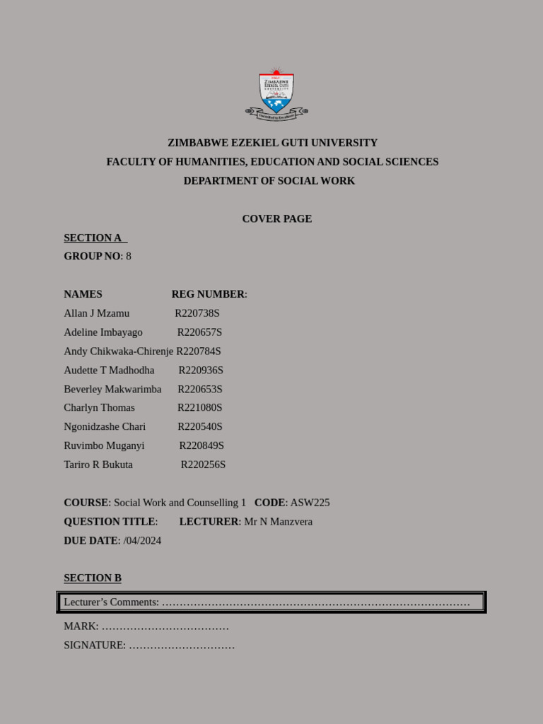Challenges in Social Casework Group 8 Assignment | PDF