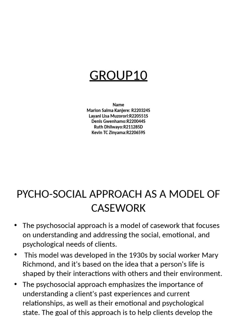 Psychosocial Approach in Social Casework | PDF | Psychosocial | Cognition