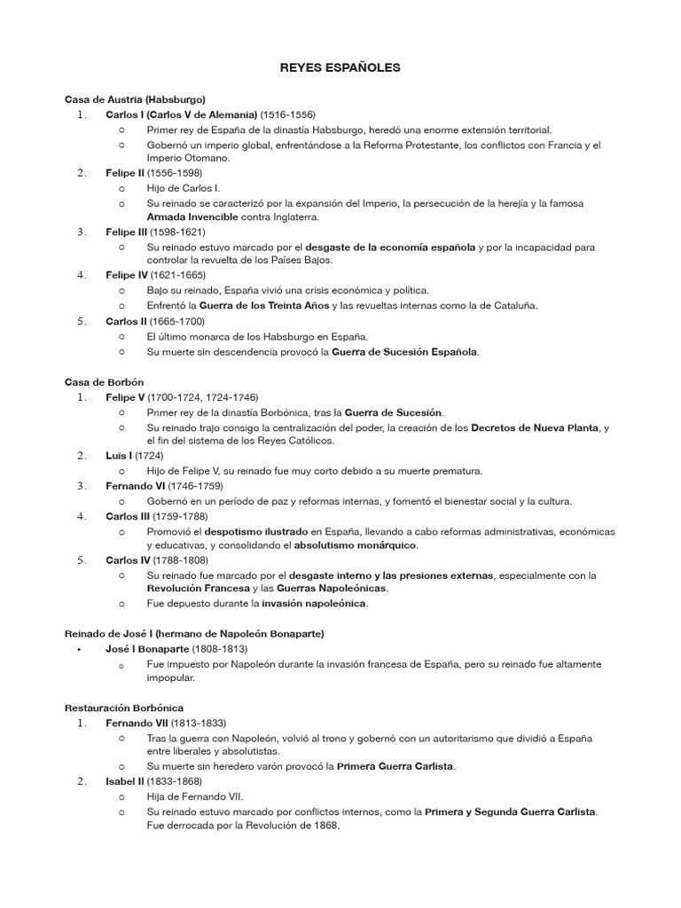 Reyes Españoles | PDF | Imperio español | Casa de borbón