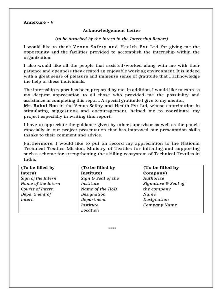 Annexure - V Acknowledgement Letter | PDF