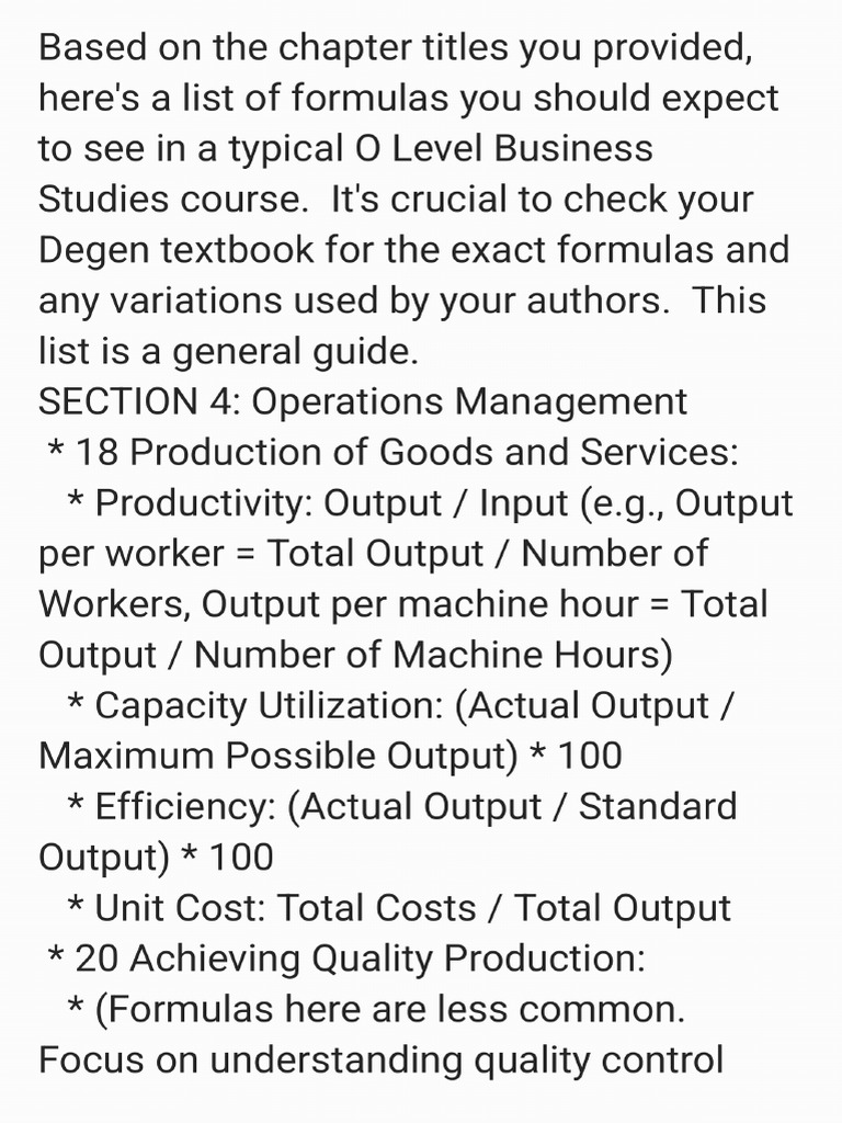 All Formulas For Bussiness Studies - 250223 - 152004 | PDF