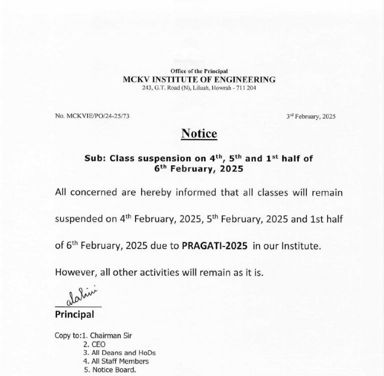 Pragati 2025 Class Suspension | PDF