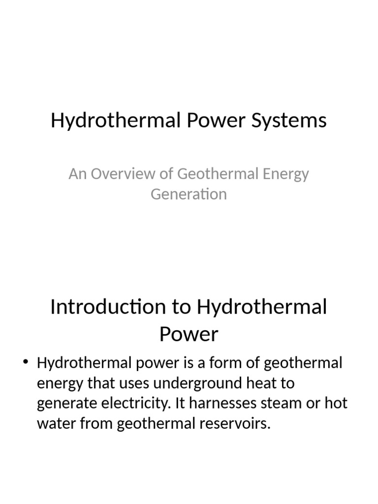 Hydrothermal Power System | PDF