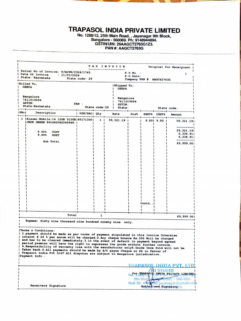 xiaomi 14 invoice | PDF | Payments | Services (Economics)