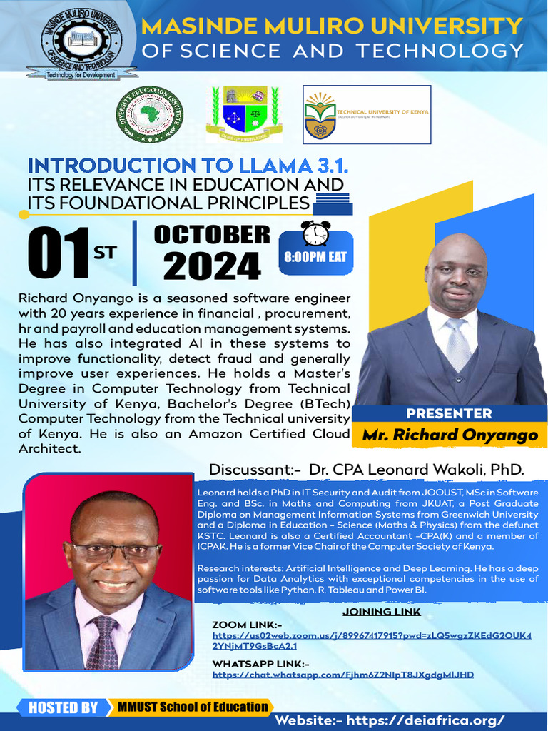 MMUST INTRODUCTION TO LLAMA 3.1. E-Poster | PDF