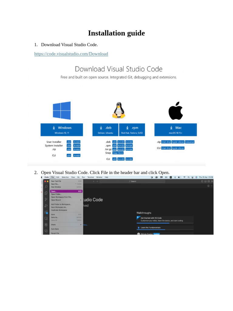 Visual Studio Code Installation Guide | PDF