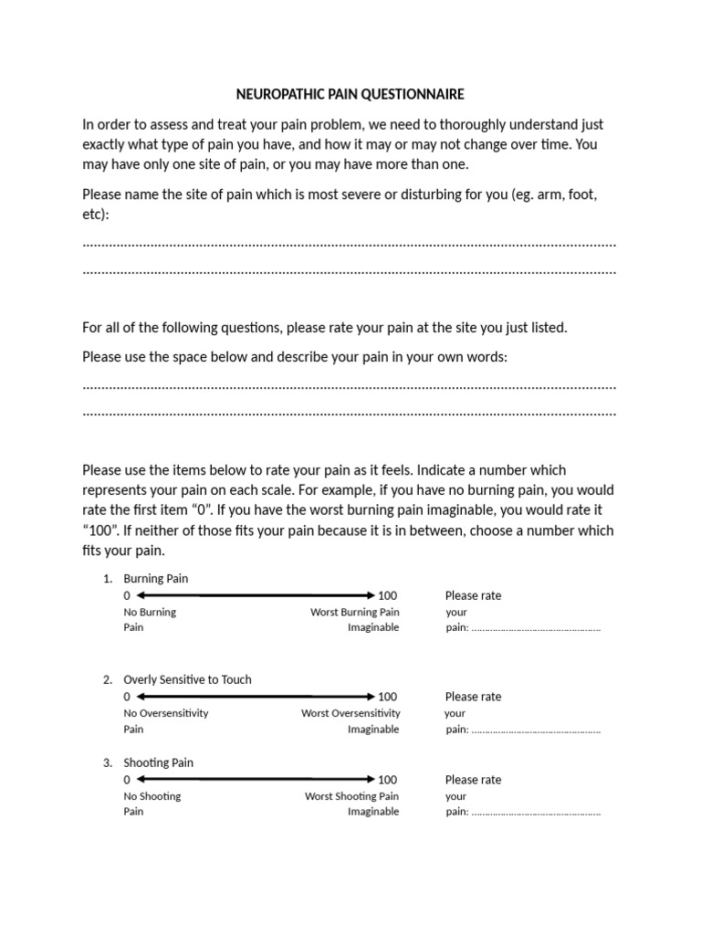 Neuropathic Pain Assessment Tool | PDF | Pain | Peripheral Neuropathy