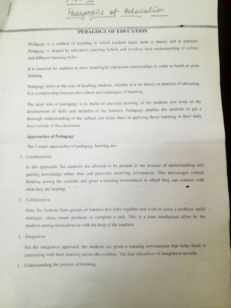 Pedagogy of Education | PDF | Pedagogy | Learning