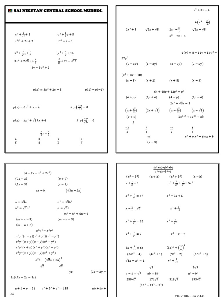 Class IX Polynomials Olympiad Worksheet | PDF | Polynomial | Algorithms
