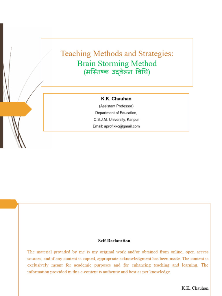 Teaching Methods and Strategies Brain Storming Method | PDF | Brainstorming | Human Communication