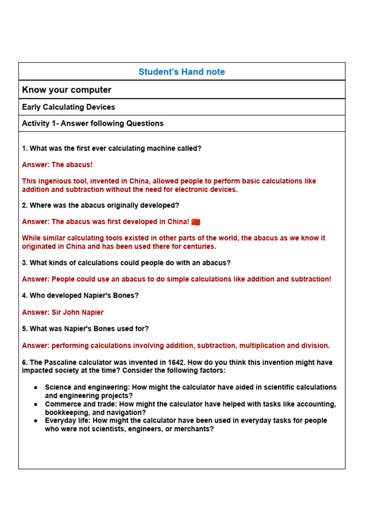 Ans. 0. WORKSHEET On Know Your Computer Class 6 | PDF | Computer Data ...