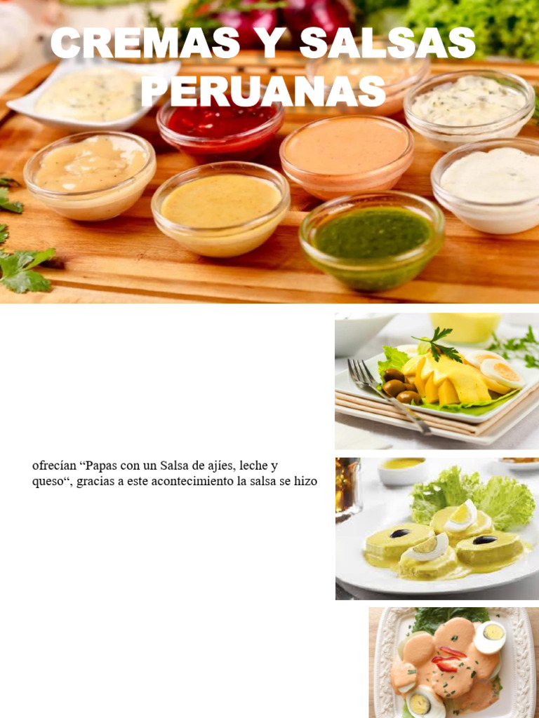 Salsas y Cremas Peruanas Variadas | PDF | Salsa | Comida y bebida