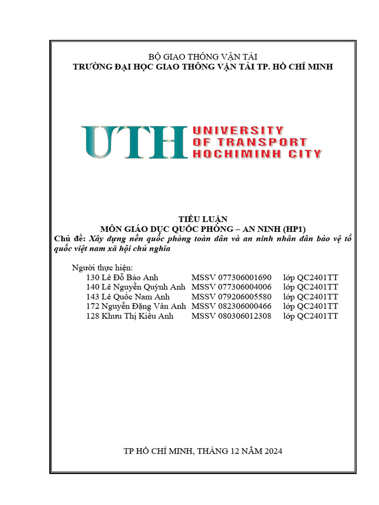 Bài tiểu luận quân sự nhóm 8 HP1 | PDF