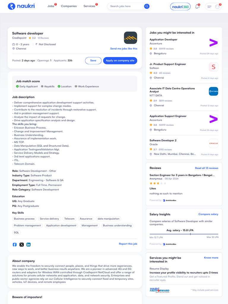 Software Developer Job in Chennai | PDF | Software Development | Computing