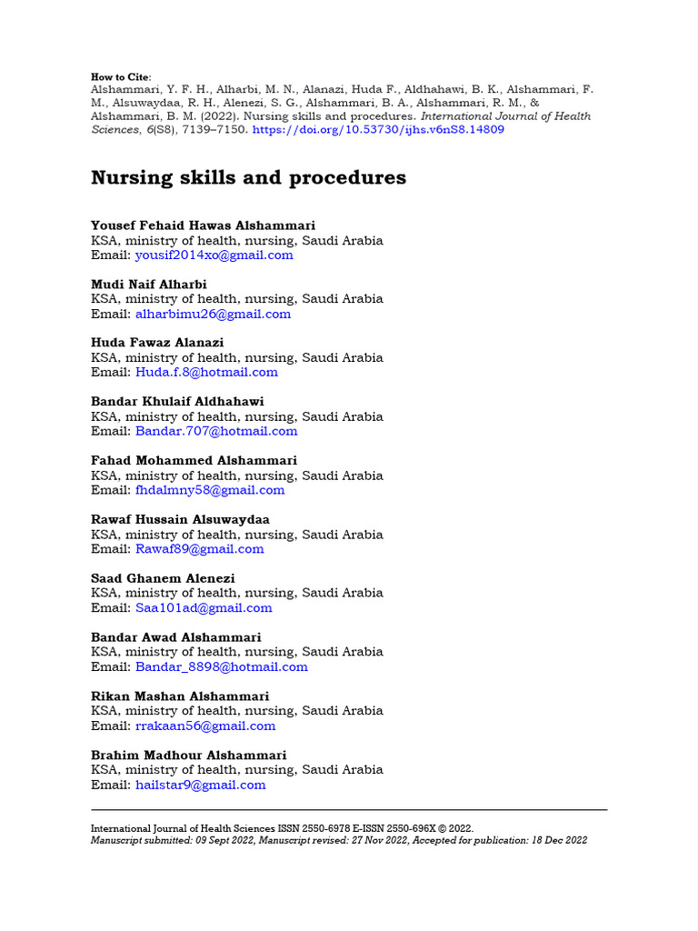 Nursing Skills and Procedures | PDF | Simulation | Nursing