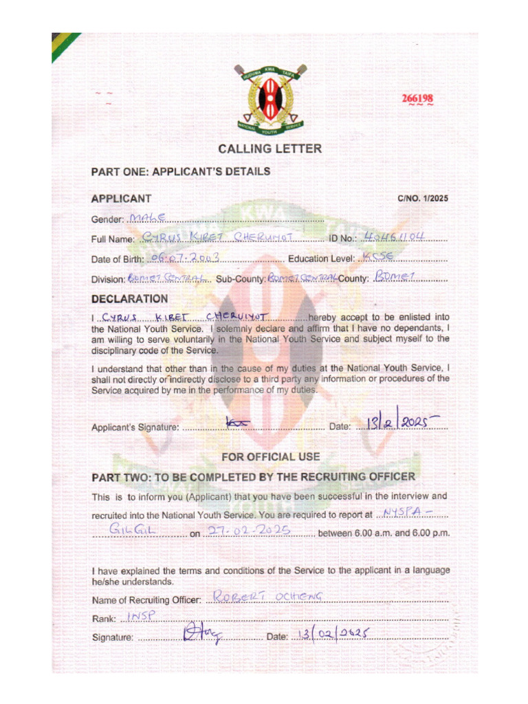 Calling Letter Document | PDF