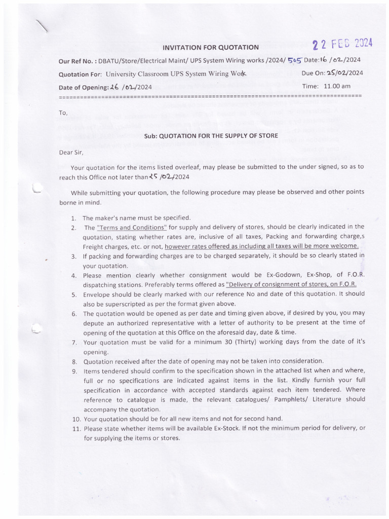 Classroom UPS Wiring Works | PDF