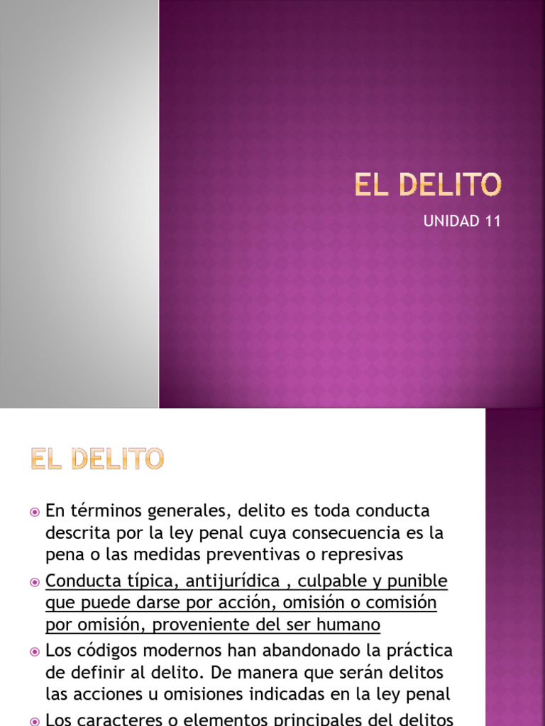 Elementos del Delito: Tipicidad y Culpabilidad | PDF | Intención ...