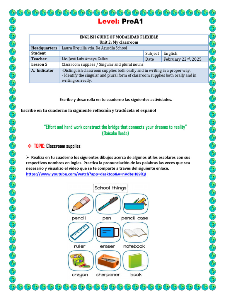 Prea1 English Guide - Lesson 5 - Module 1 | PDF
