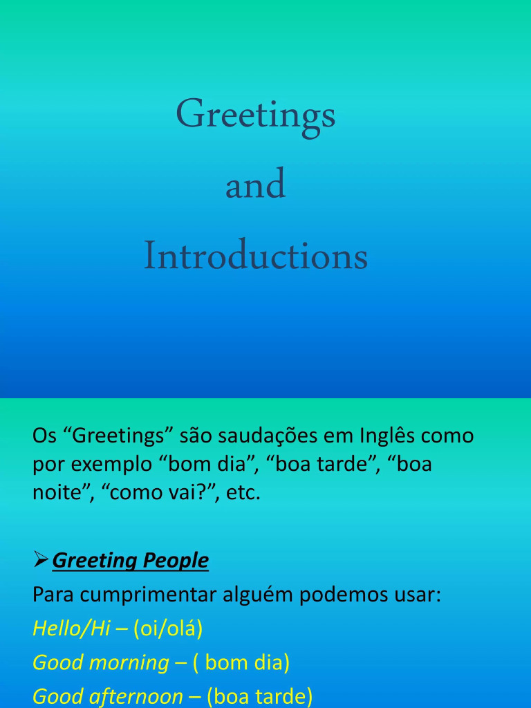 Greetings and Introductions | PDF