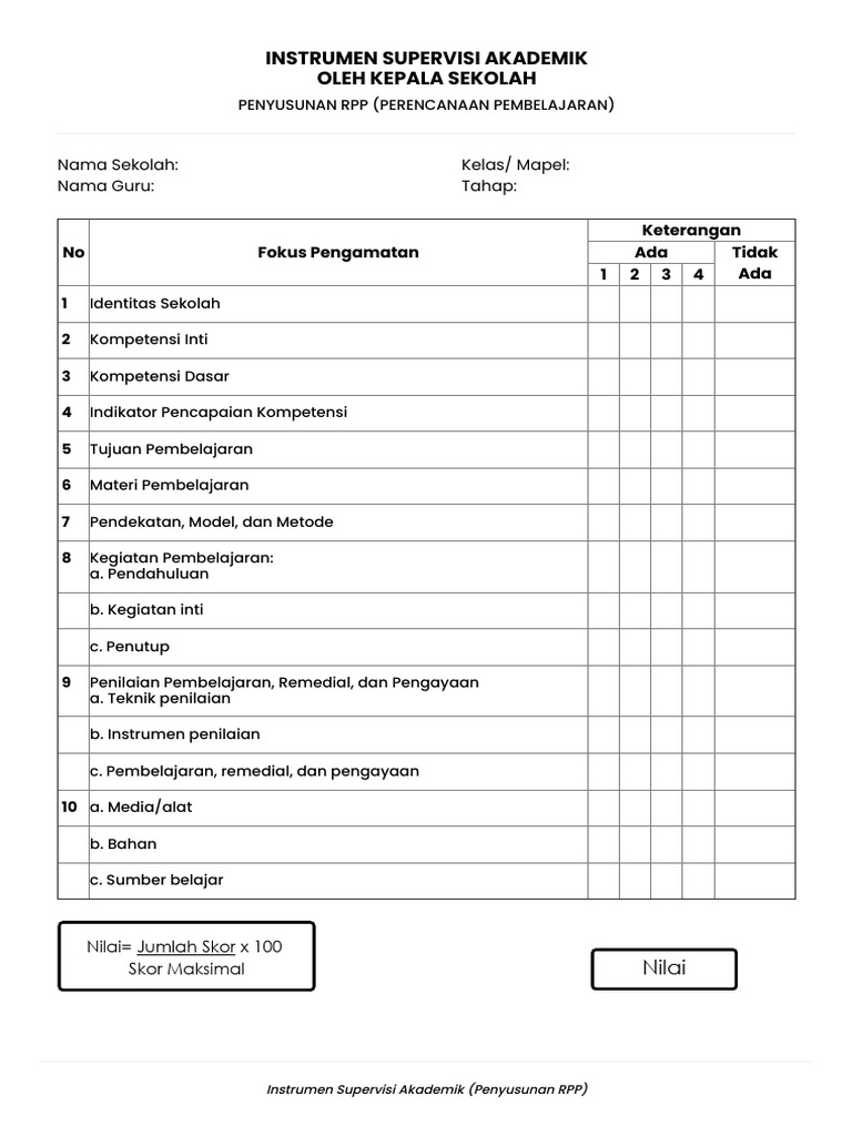 Form 2 Supervisi RPP | PDF
