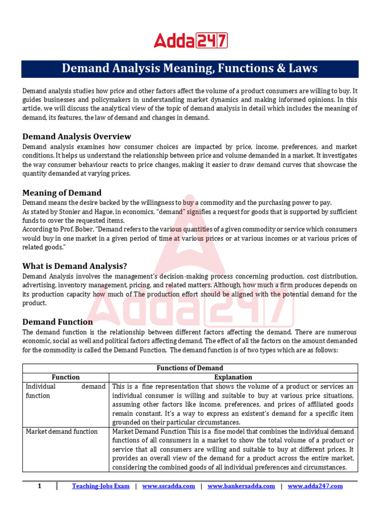 Understanding Demand Analysis Essentials | PDF | Demand | Supply And Demand