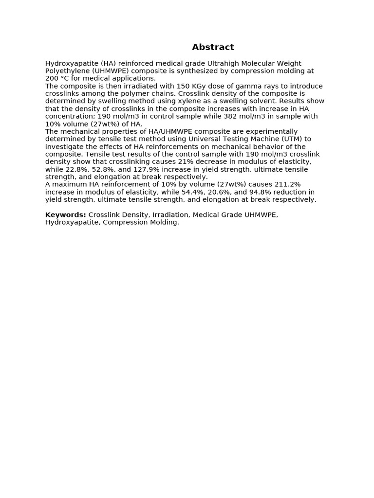 Medical UHMWPE Composite Study | PDF