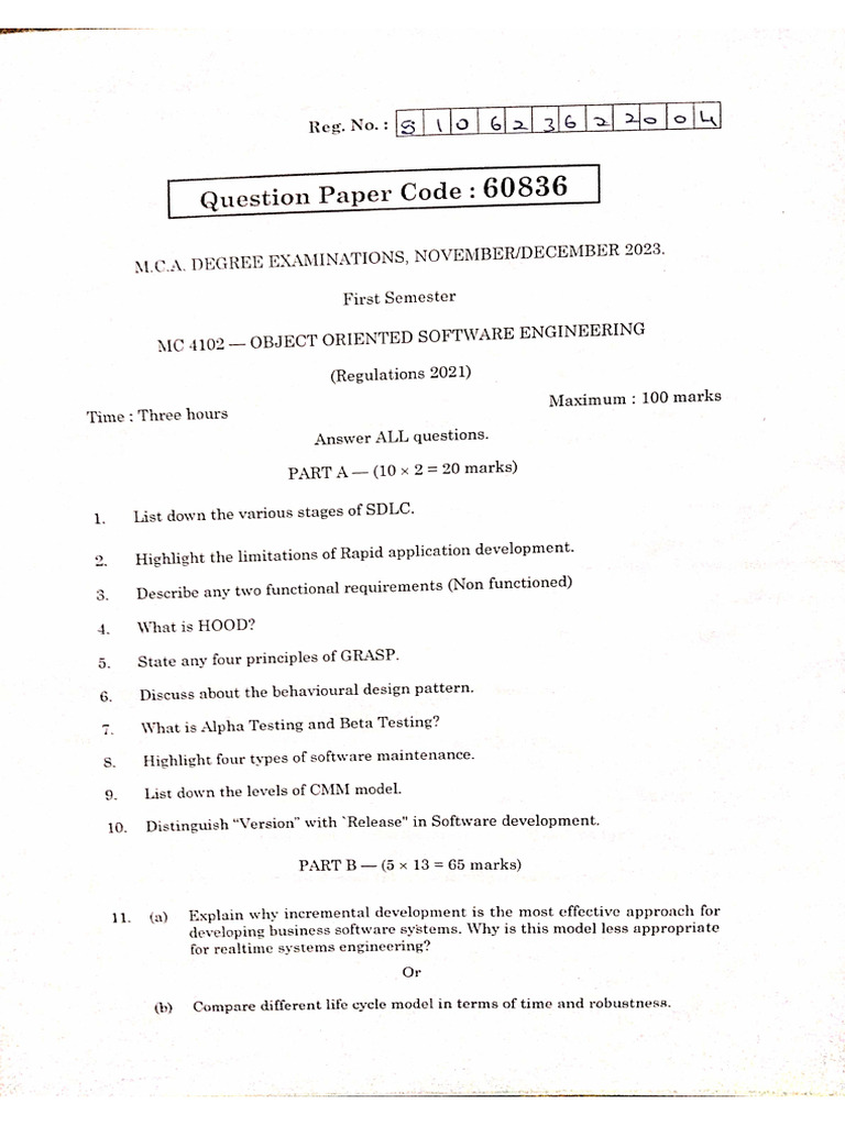 OOSE Question Paper Nov-Dec-2023 | PDF