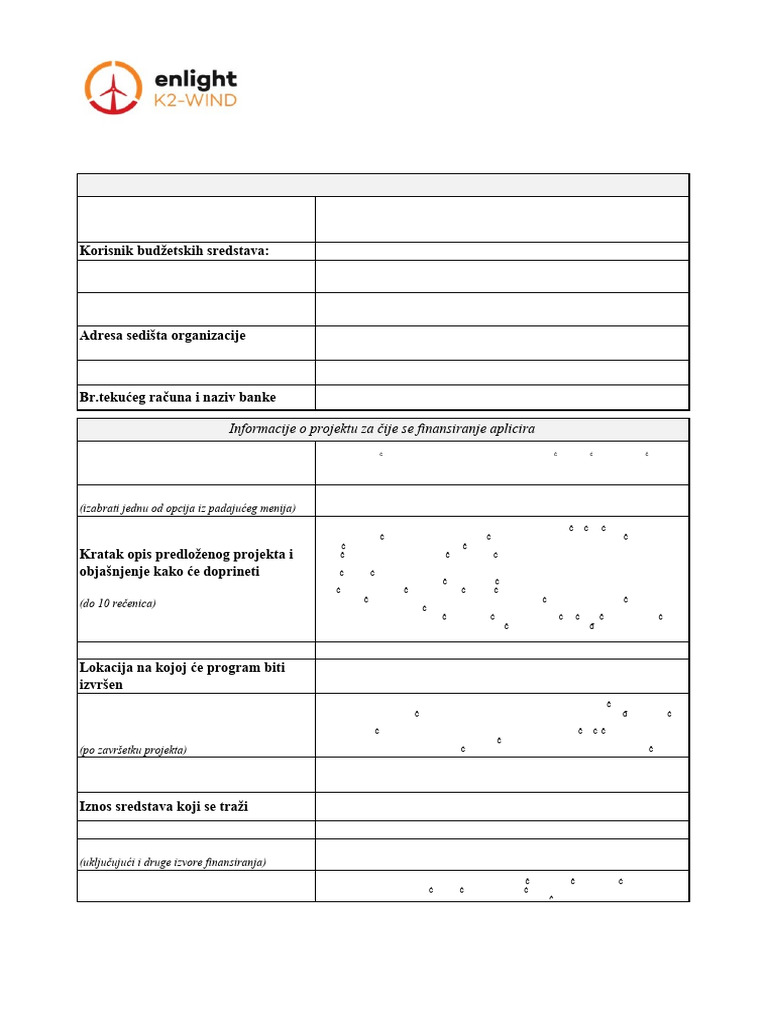 Obrazac Prijave Za Donacije K2 2025 | PDF