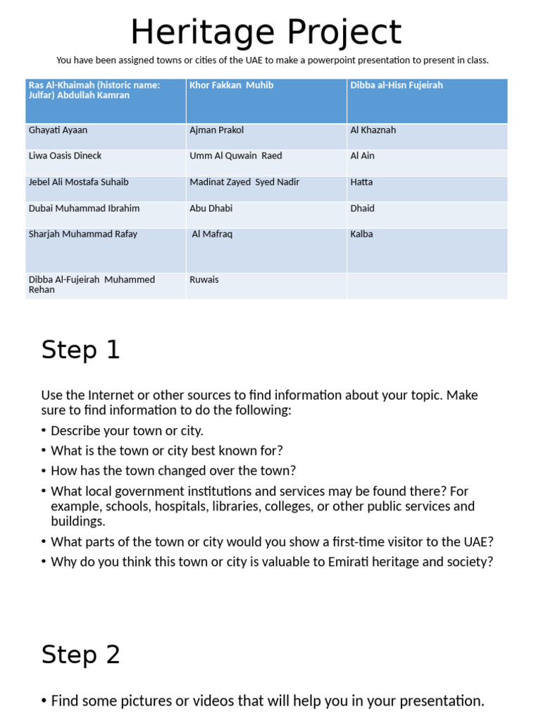 UAE Heritage Project Presentation Guide | PDF